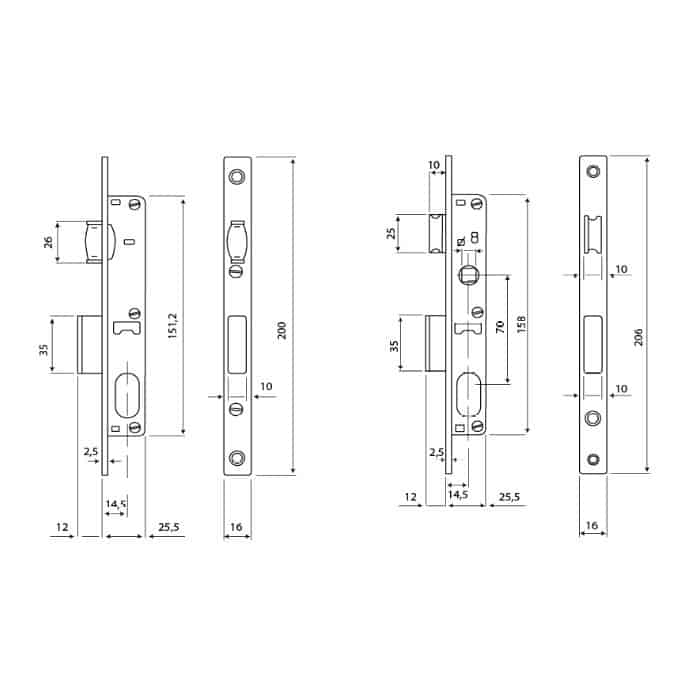 Serratura assa abloy serie 92-93 per montante, scrocco reversibile e ...