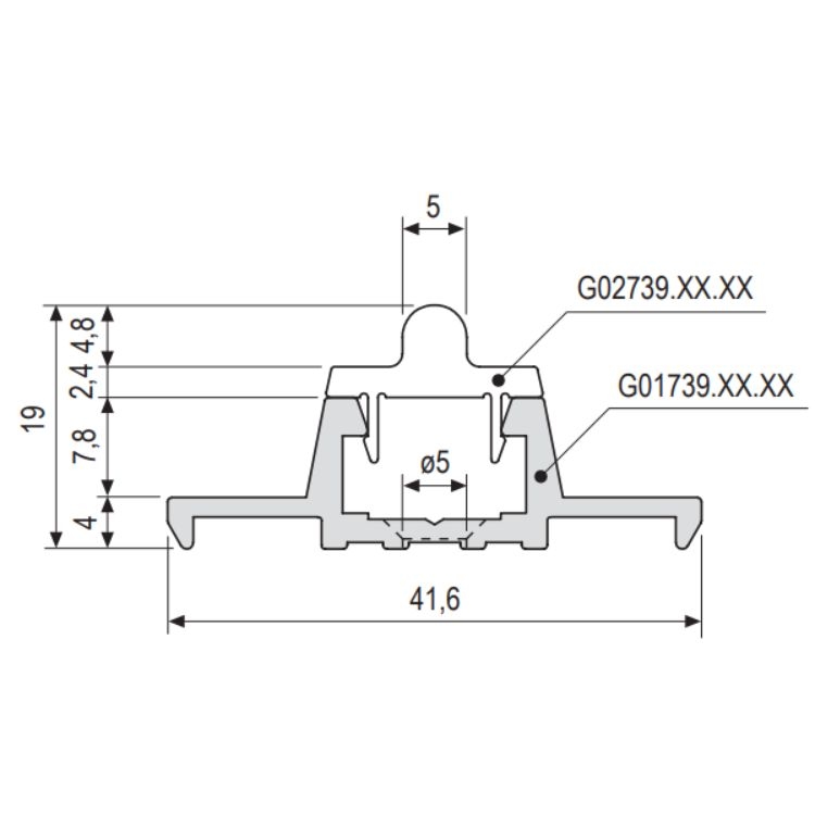 Profilo Guida C superiore inferiore G01739.02.01 AGB per alzanti ...