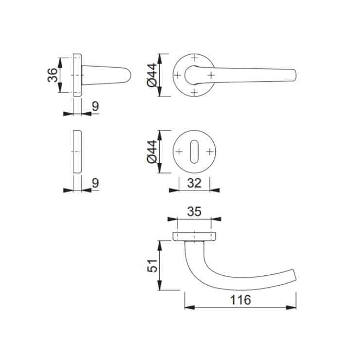 Maniglia seattle hoppe per porta interna, rosetta tonda foro patent ...