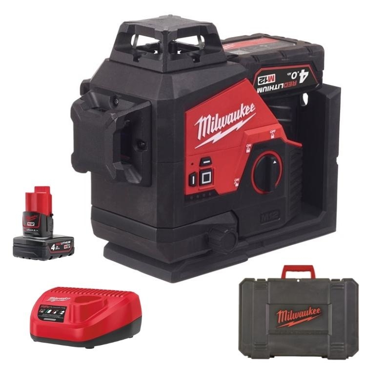 Laser verde m12 3pl-401c milwaukee per livellamento, a 3 linee 360 ...